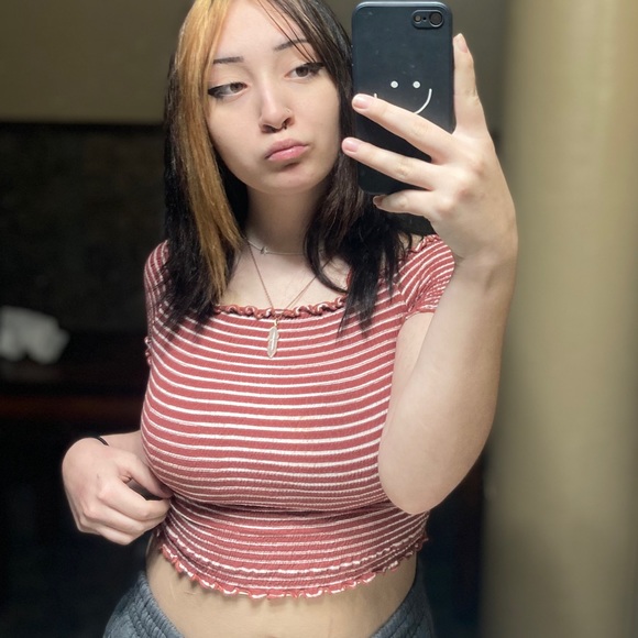 Tops Pink Off The Shoulder Ribbed Crop Top Poshmark